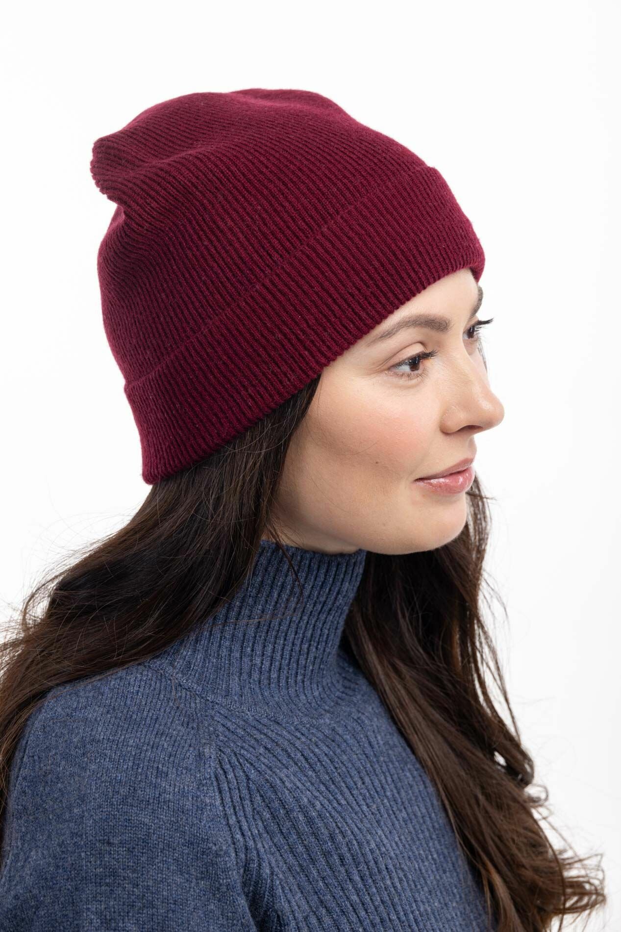 Шапка KHAN Cashmere Базовая коллекция для мужчин и женщин, размер единый, бордовый — фото 1