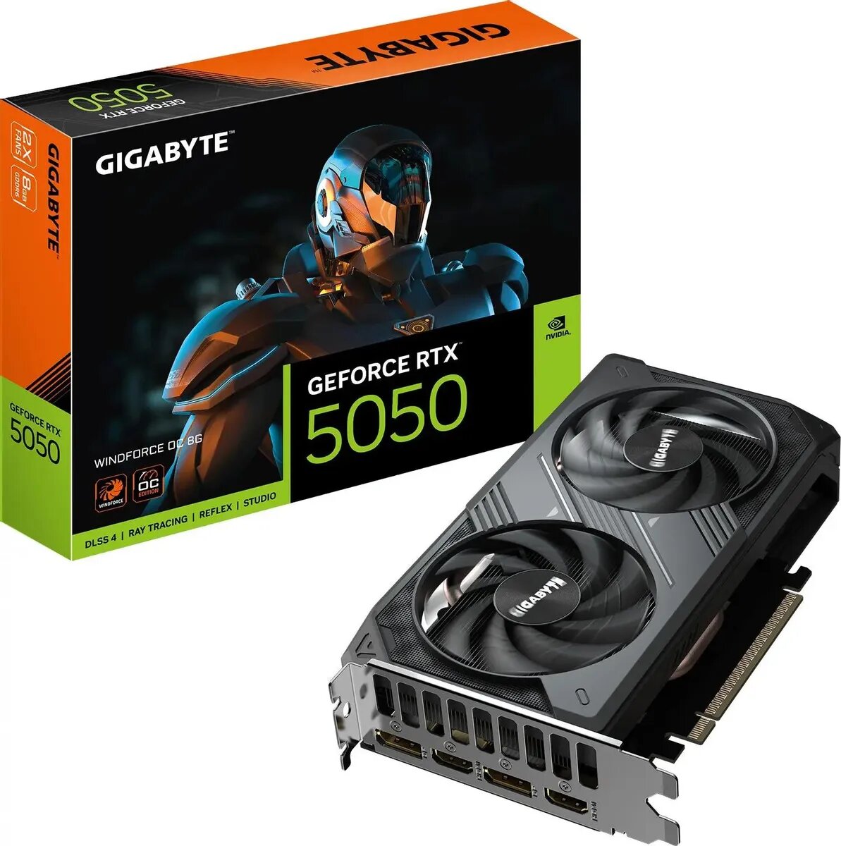Видеокарта Gigabyte RTX5050 WINDFORCE OC 8GB GDDR6 128bit 2xDP 2xHDMI 2FAN RTL