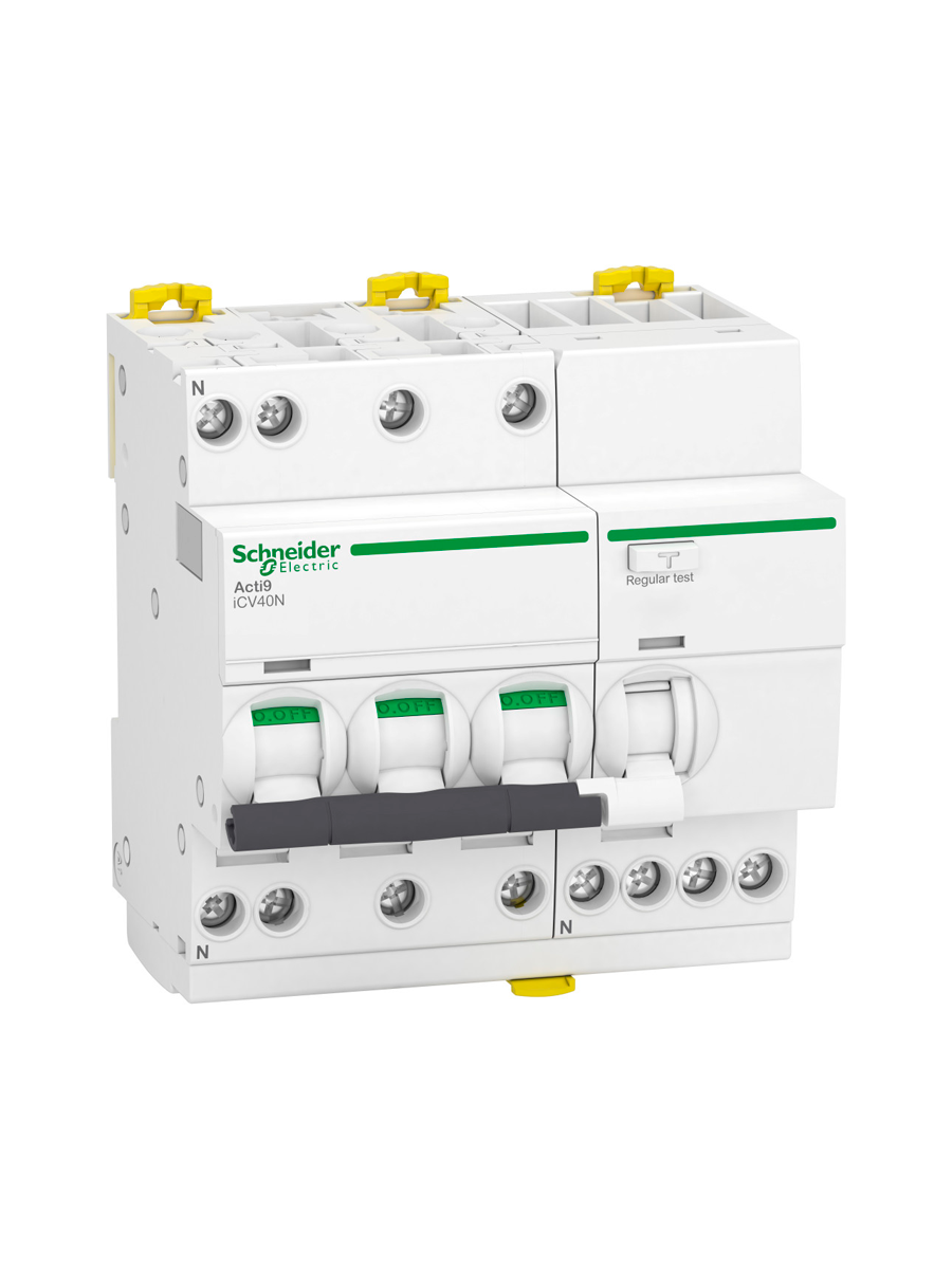 ICV40 Acti9 дифференциальный автоматический выключатель 3P+N, 16A, 6kА, 30mA, тип AC (хар-ка C) Schneider Electric, A9DE3716