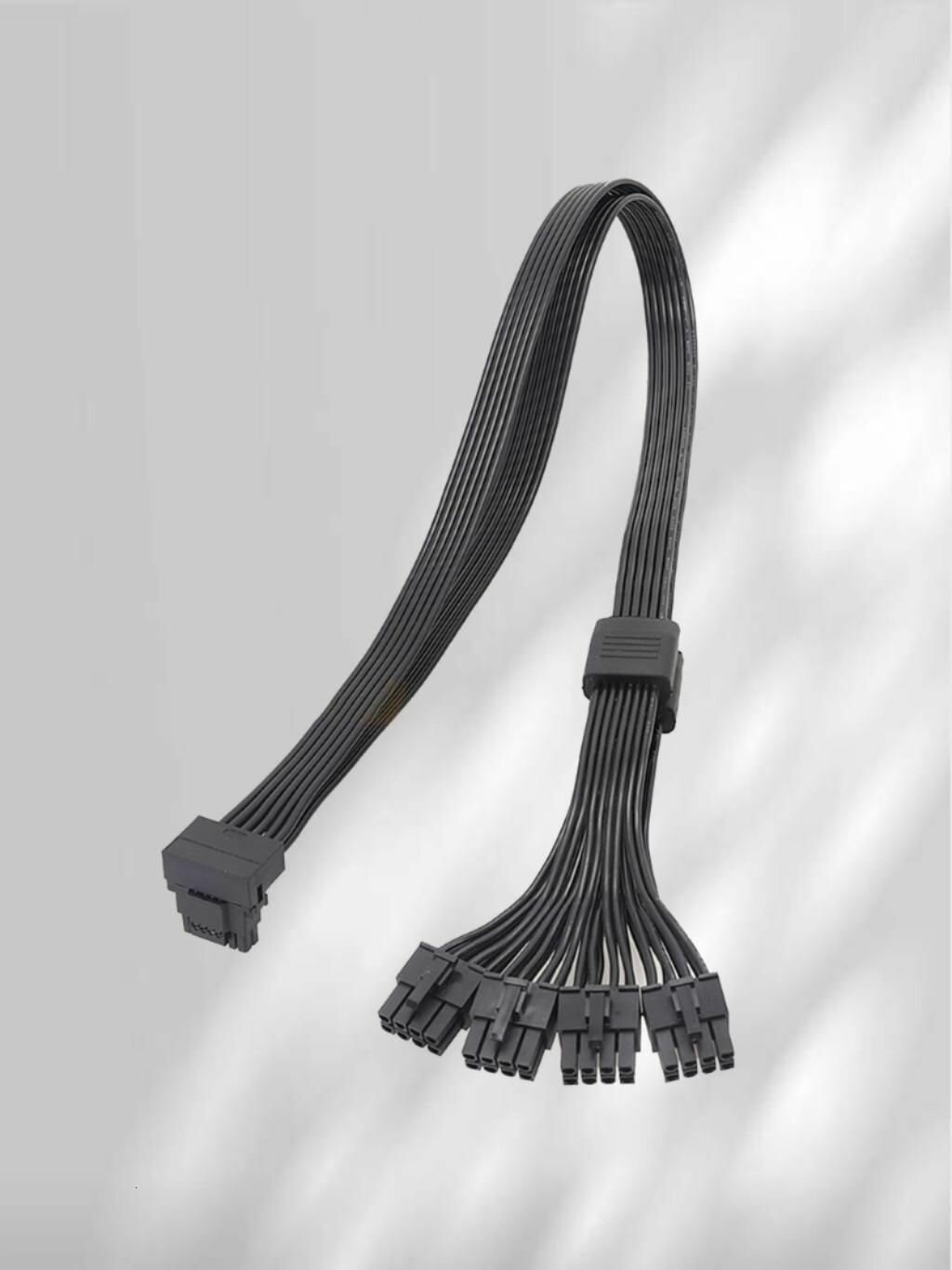 Кабель-адаптер 16pin (12+4) на 4x8P PCIe 5.0 12VHPWR для видеокарты, - 70cm - Черный Локоть PLB