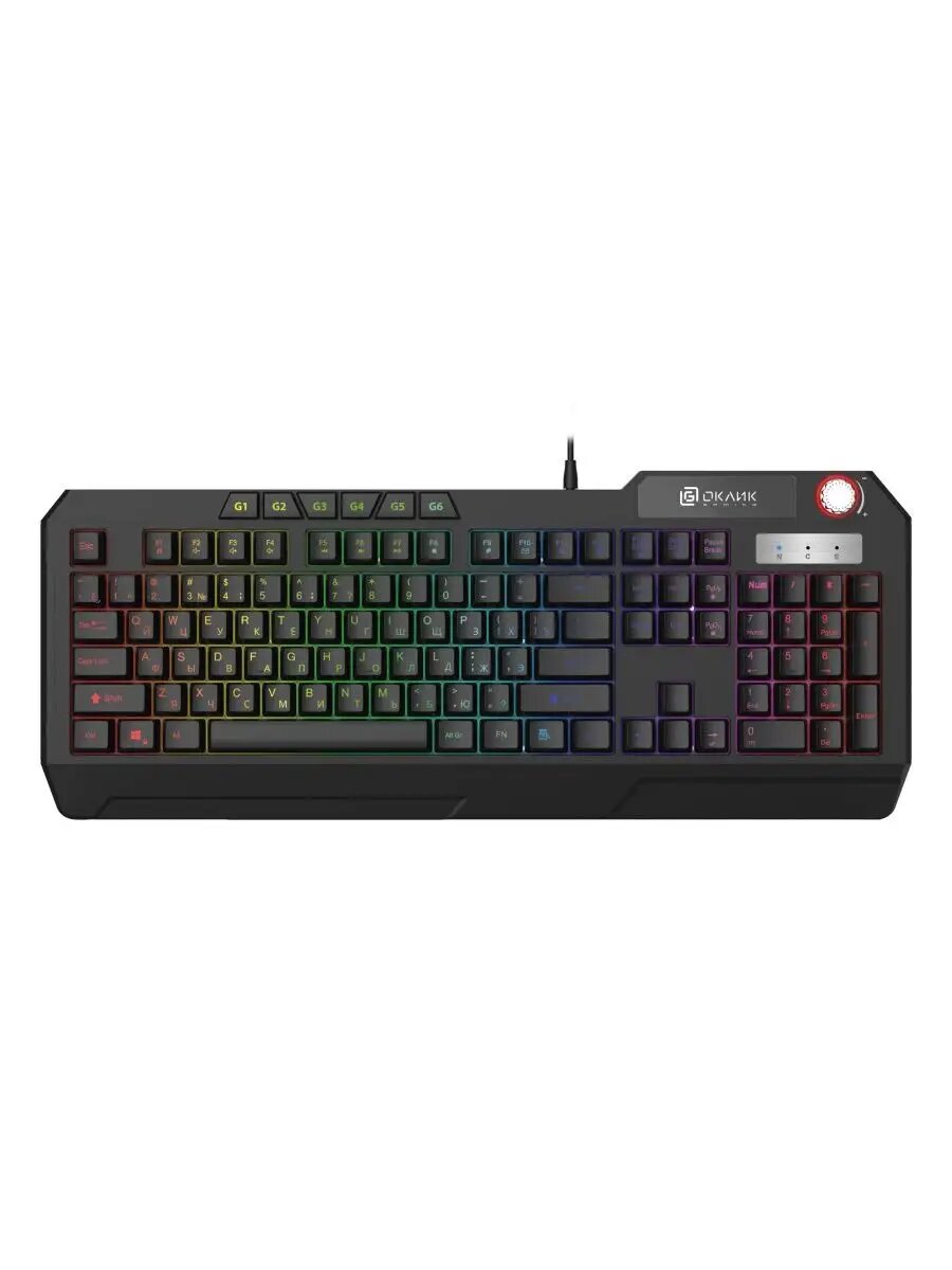 Клавиатура Оклик 715G black USB Multimedia for gamer LED, до 10 млн. нажатий, 112 клавиш