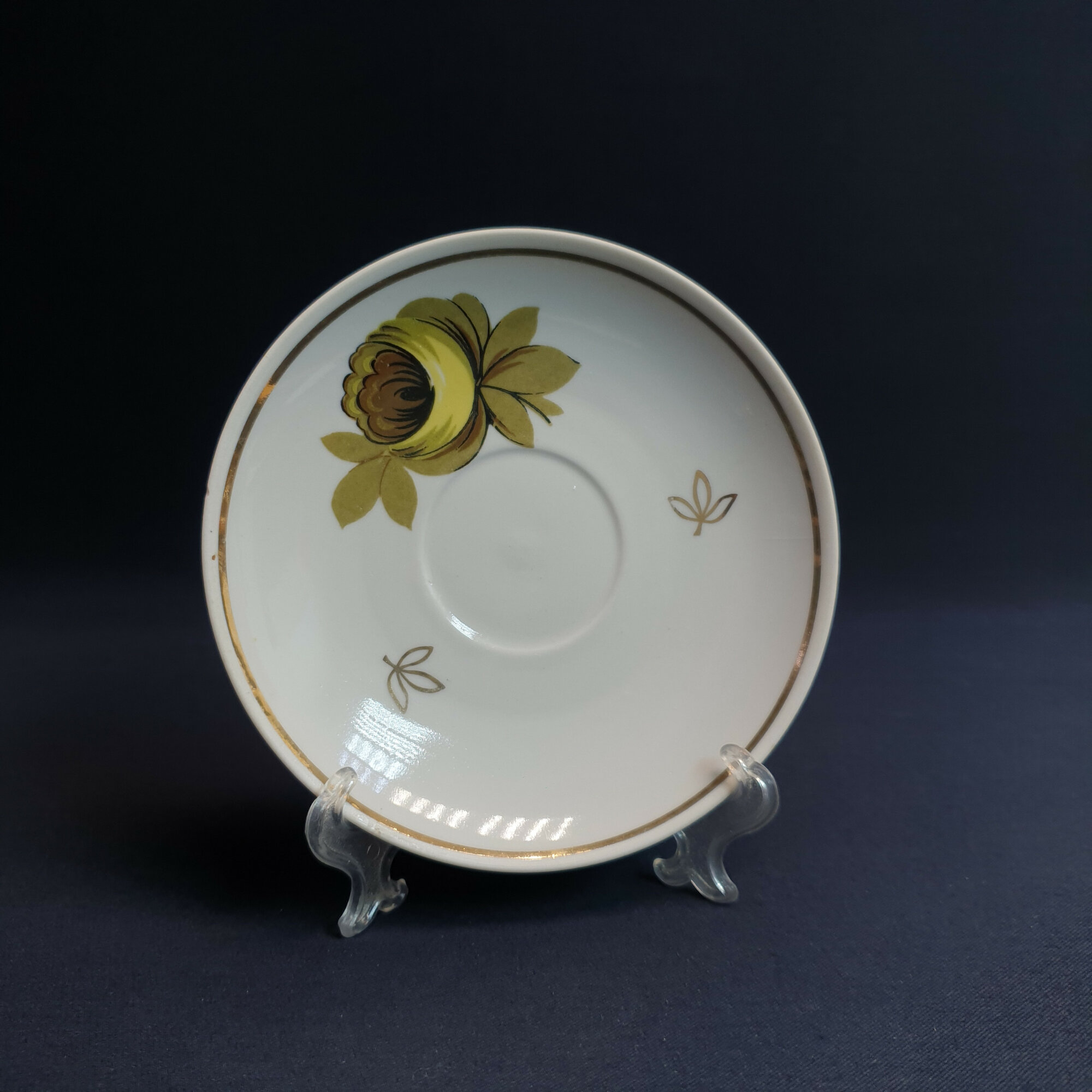 Блюдце Полтава, фарфор ручная роспись позолота 145 см, винтаж СССР