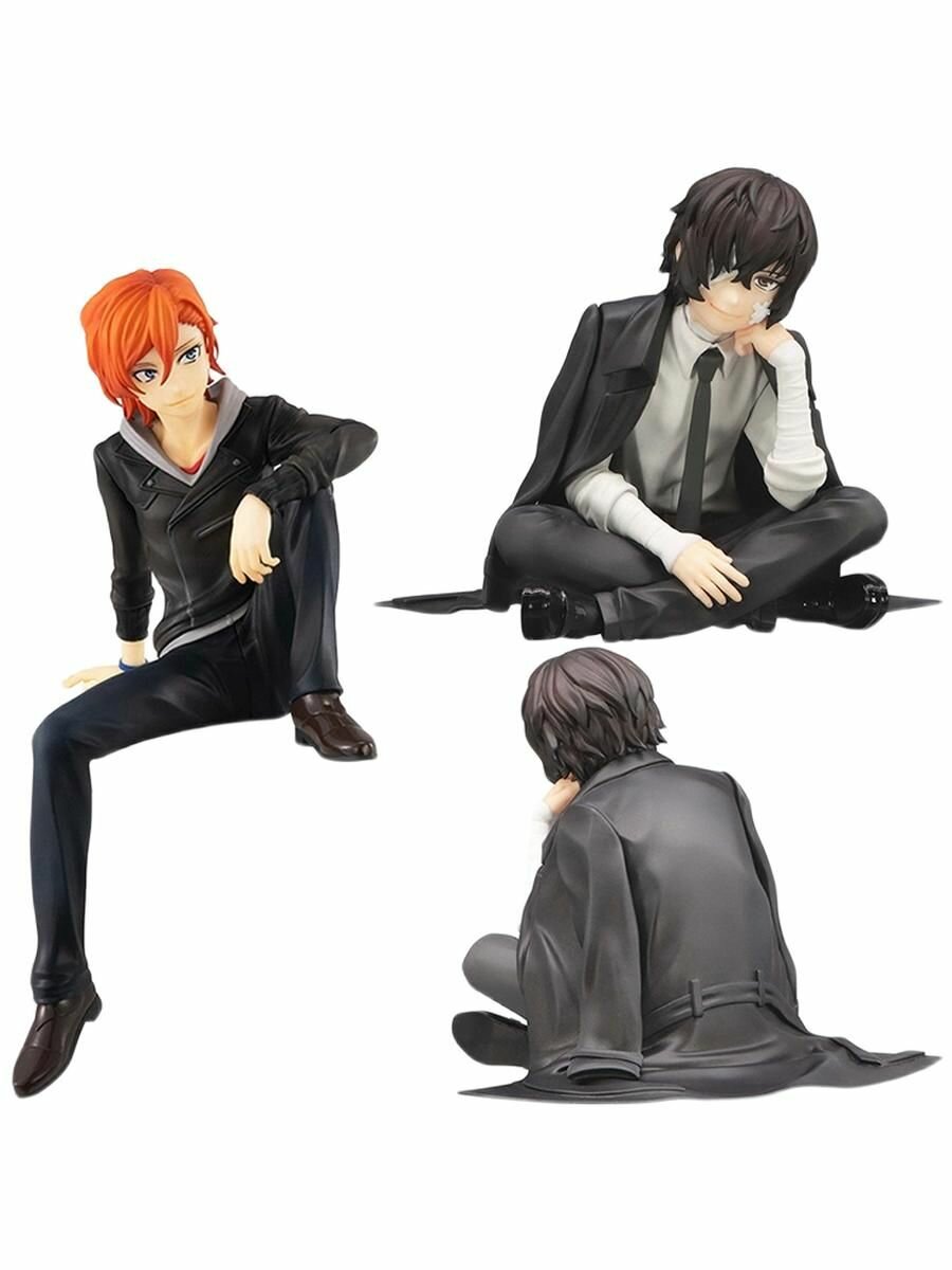 Набор фигурок Q-Дадзай Осаму и Накахара Чуя (2 шт.).)-Скучающий на пароме/Бродячая собака (BSD) Коллекция аниме-фигурок