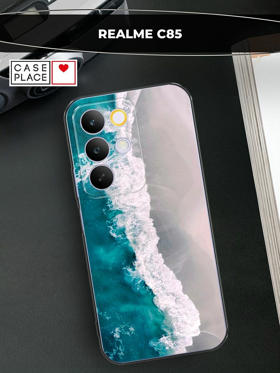 Силиконовый чехол на Realme C85 / Реалми C85 с принтом Бирюзовые волны