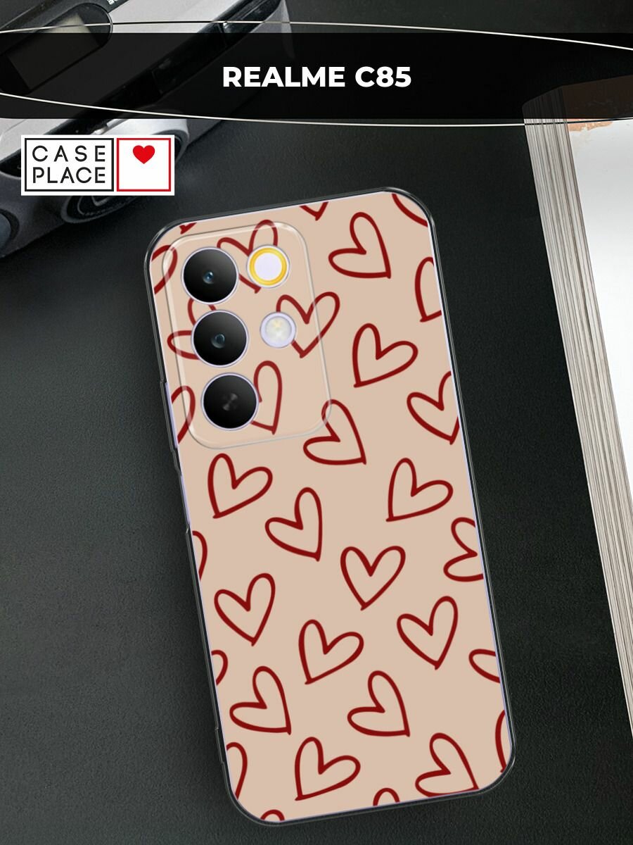 Чехол на Realme C85 / Реалми C85 с принтом Little hearts doodles 1
