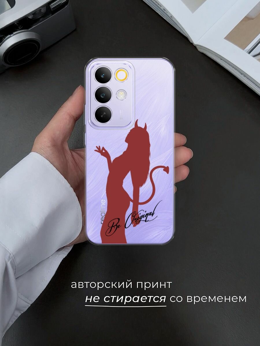 Чехол на Realme C85 Pro / Реалми C85 Про с принтом Devil girl 2, прозрачный — фото 1