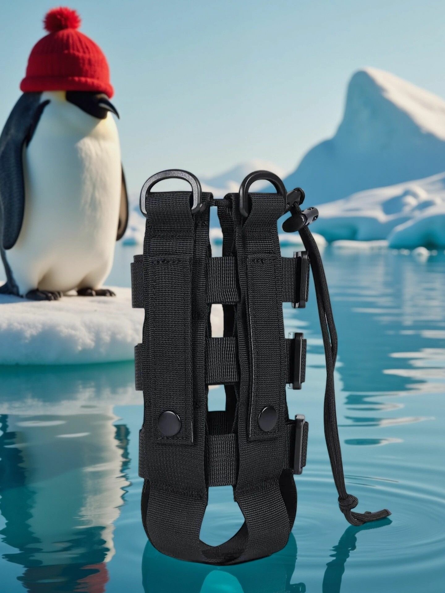 Тактическая сумка для бутылки до 2 л, чехол для термоса чёрного цвета