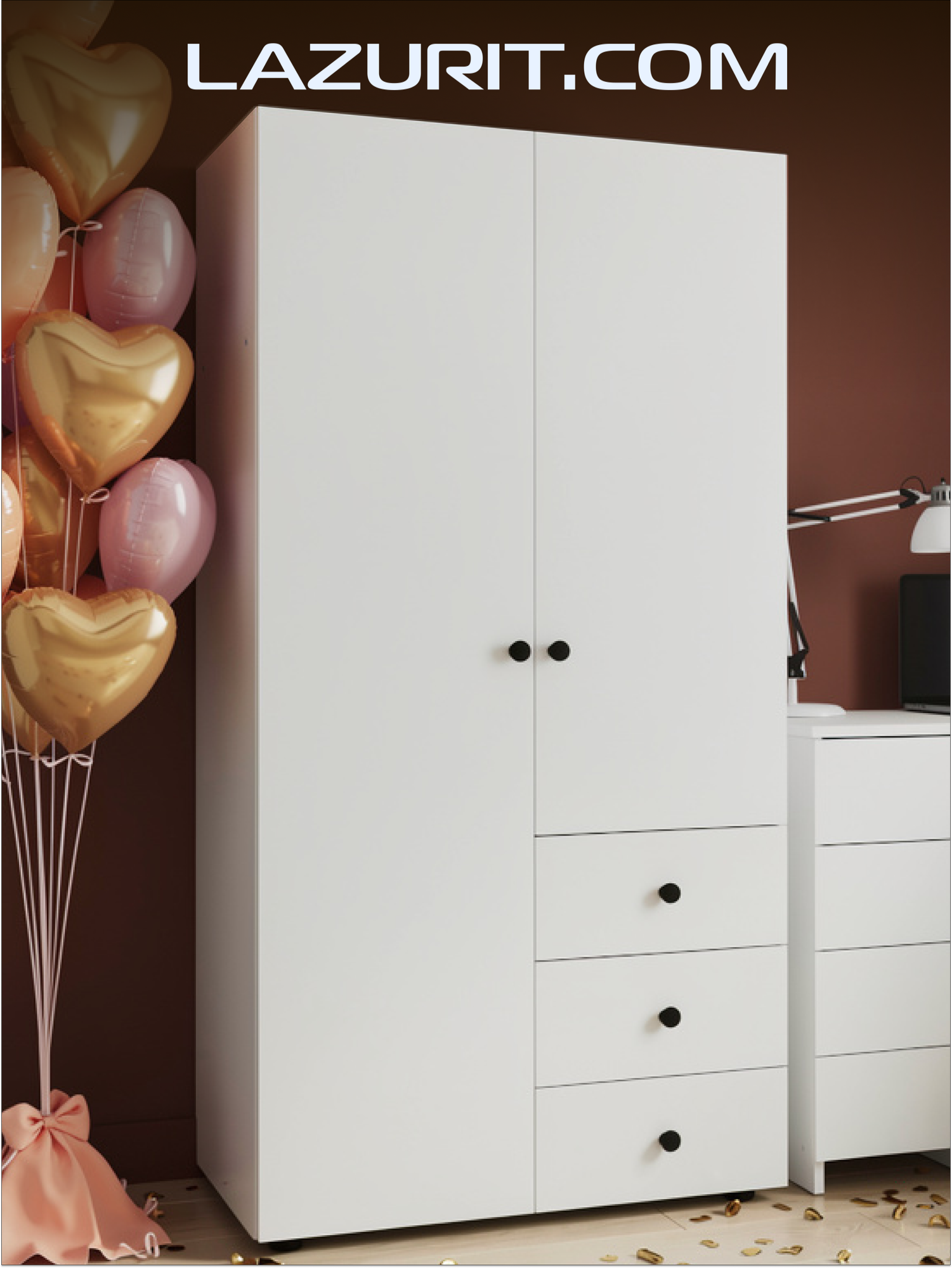 Шкаф для одежды детский Lazurit Эльбрус шкаф распашной в прихожую спальню белый с ящиками 175,7х45,8х89,3 см