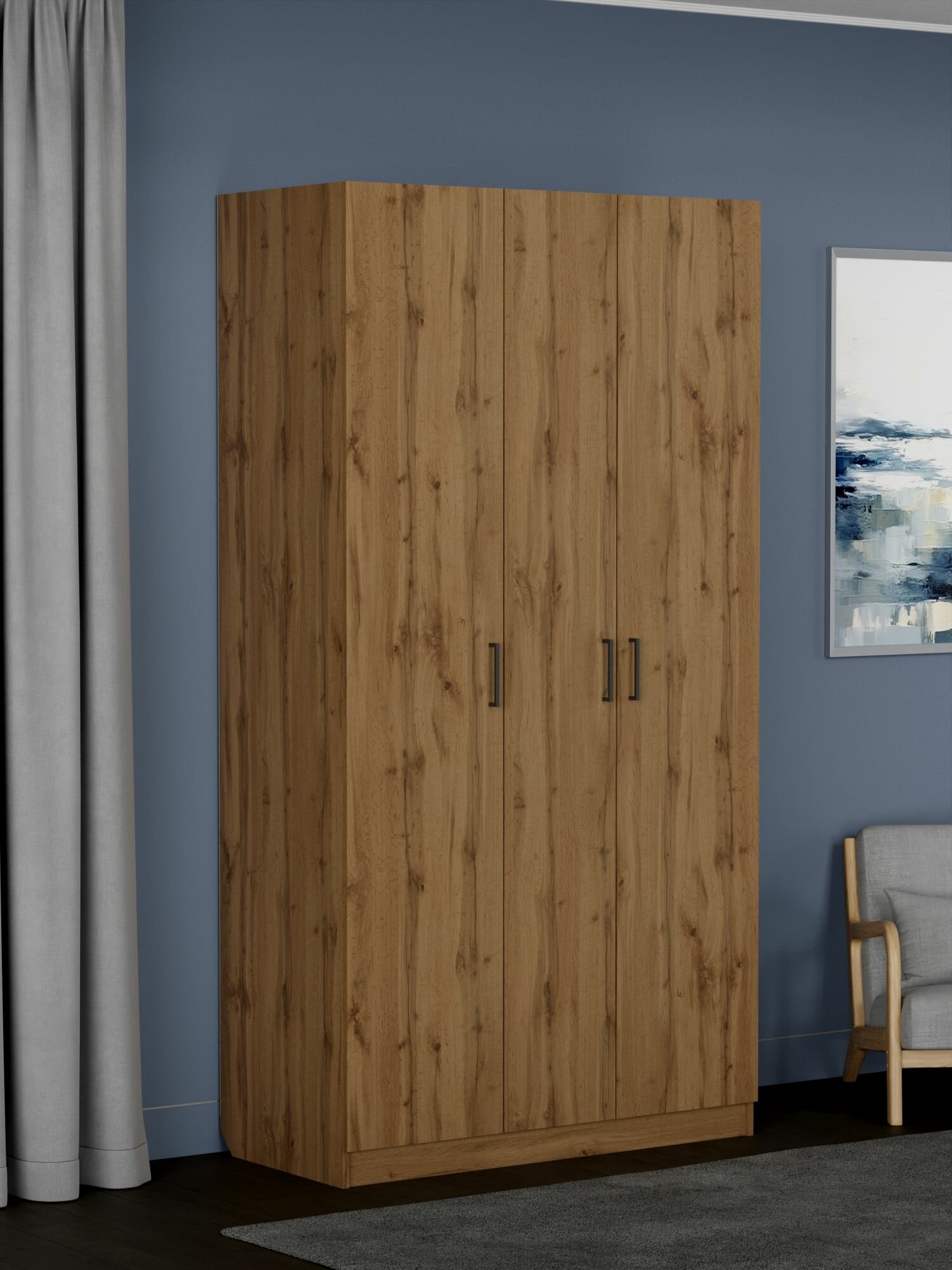 InHouse Шкаф распашной ШК-3/7 Вотан 110х52х210, фасады ЛДСП