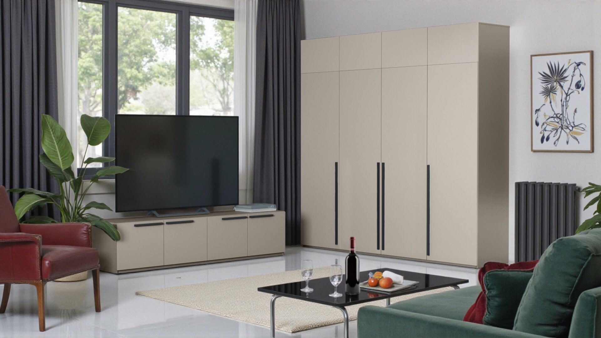 Гостиная Лорена Пакс-3 Кашемир 5981 BS NEW 380x43x230 см, бежевый Фиеста