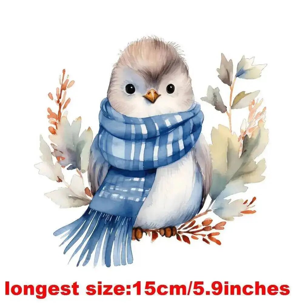 15 см детские мультяшные птицы в шарфе, переводные пластыри Dtf, готовые к пресу нашивки для одежды, теплопередающие нашивки, наклейки