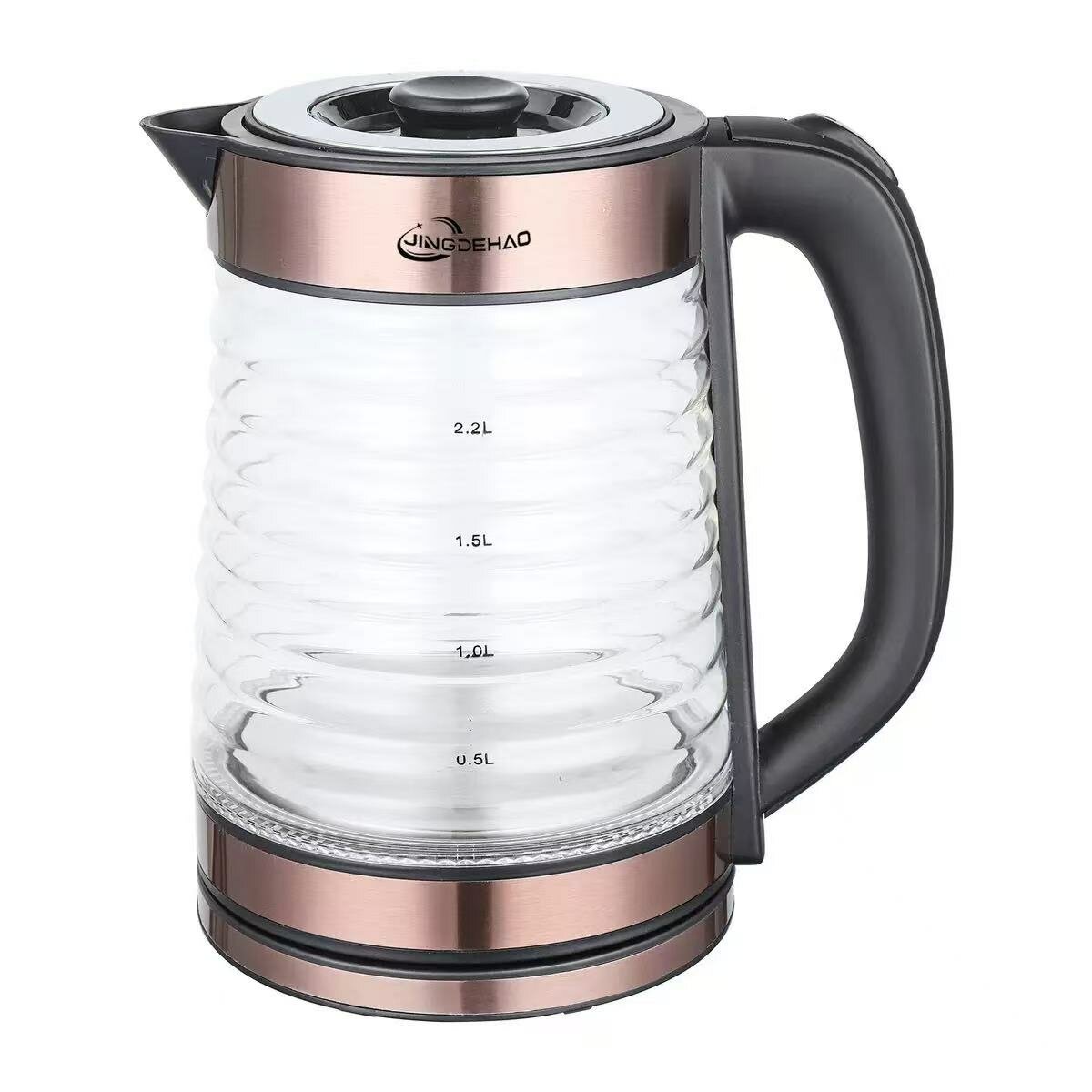 Электрический чайник Polaris Home PWK 1725CGLD с подсветкой, мощностью 2200 Вт, корпус из металла и стекла с узором розового золота