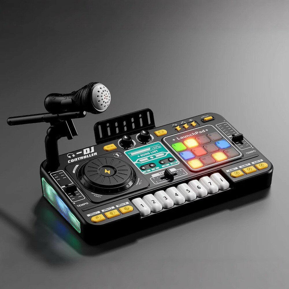 Эксклюзивный контроллер DJ детский музыкальный пульт со звуковыми эффектами и подсветкой обучающая игрушка черное