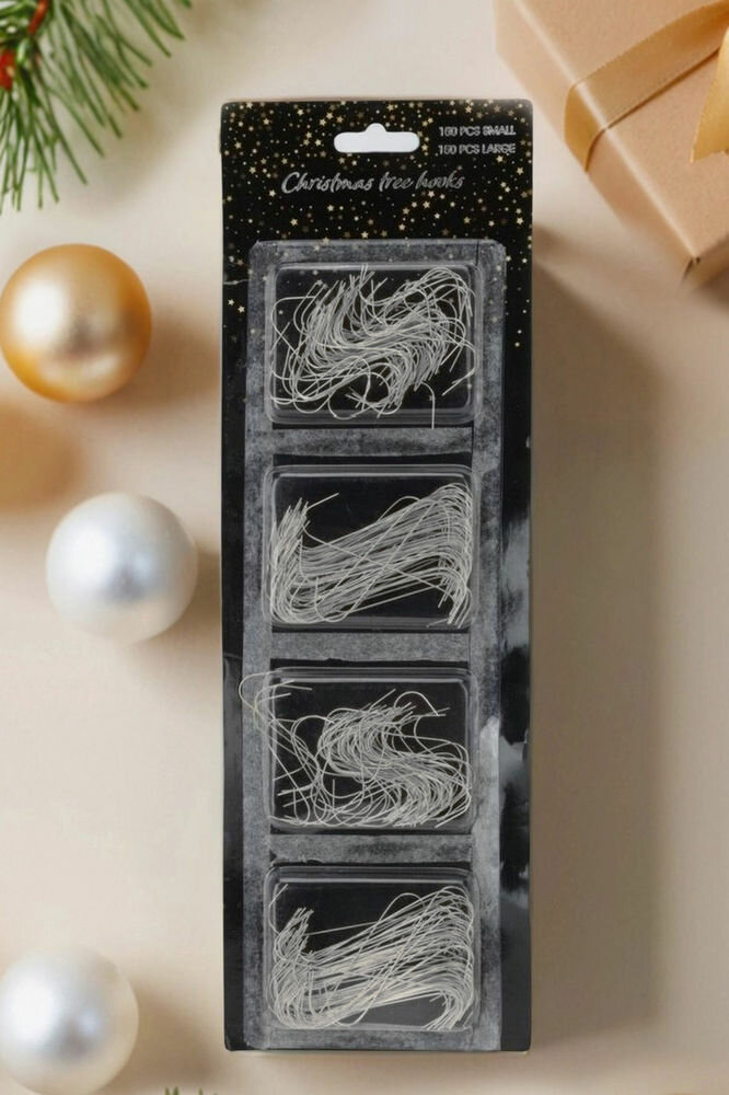 Крючки для елочных игрушек ассорти, металл, серебряные, набор 300 шт, Koopman International AAE971100