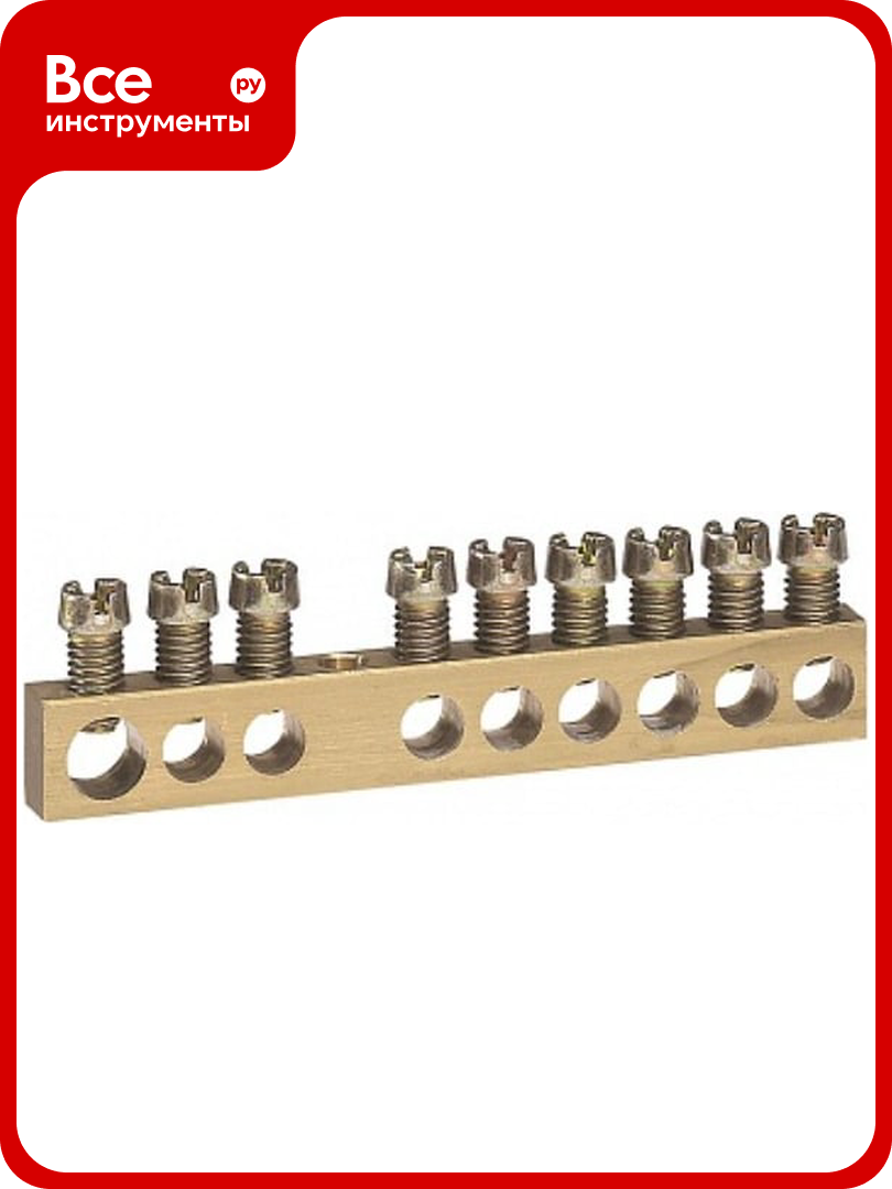 Клеммная колодка Legrand - крепятся винтами М4 - 1x6-25 мм² - 8x1,5-16 мм² - длина 73 мм 004803