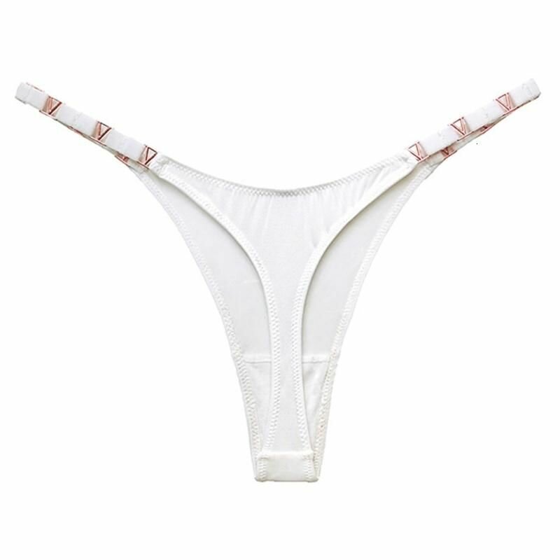 Женские трусы-стринги из ледяного шелка, Белый - M