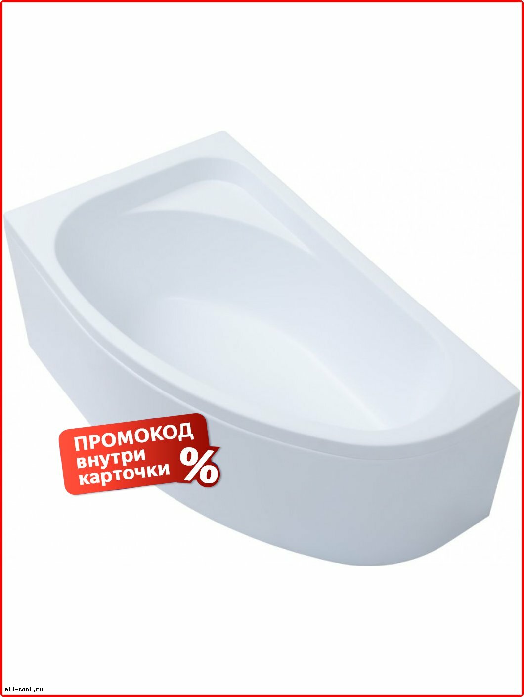 Ванна Aquanet Rico 140x80, акрил, асимметричная, встраиваемая пристенная, левая, белый, с каркасом