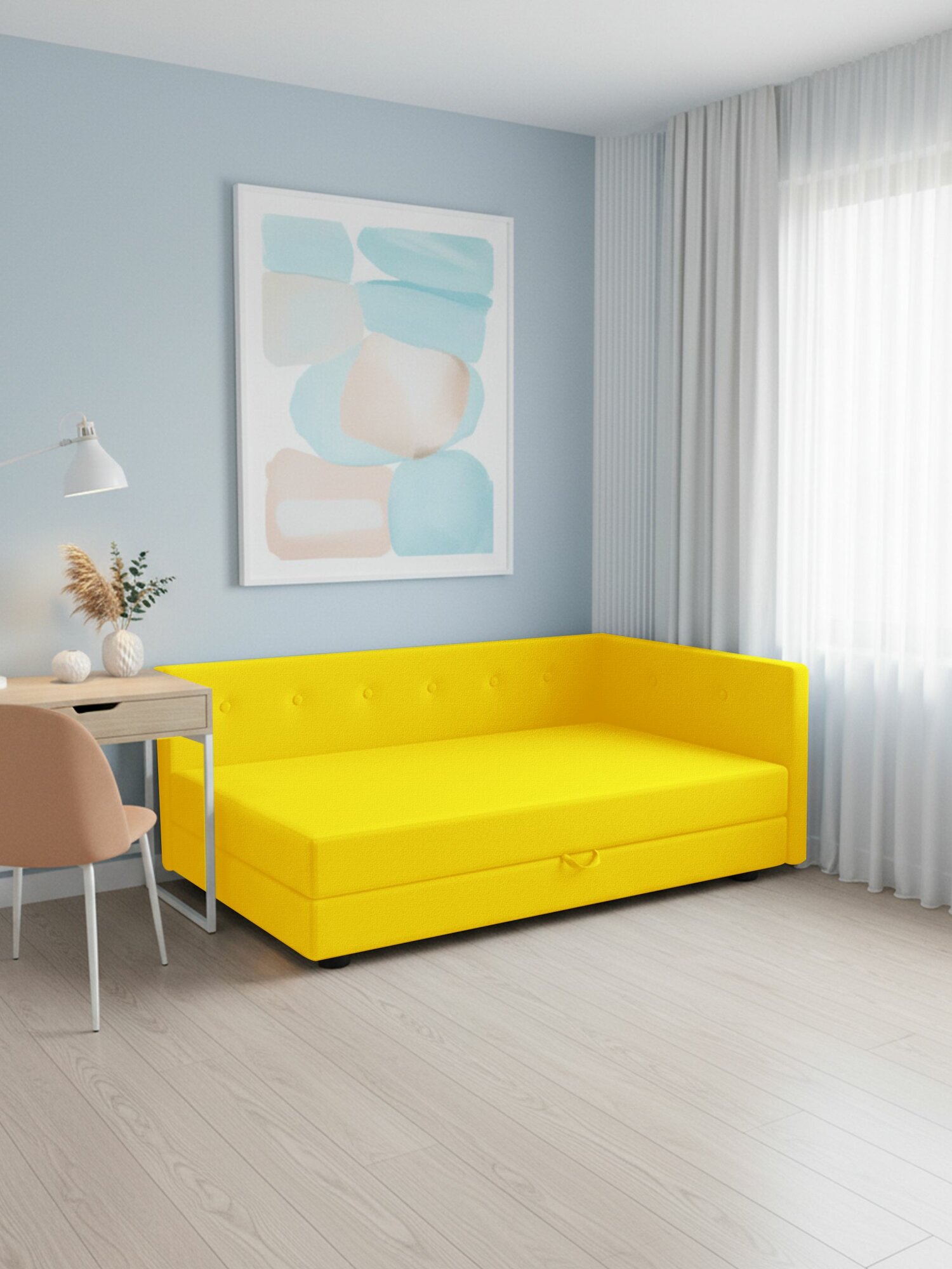 Тахта Лира Справа фокус- мебельная фабрика 150х210х76 см светло-желтый