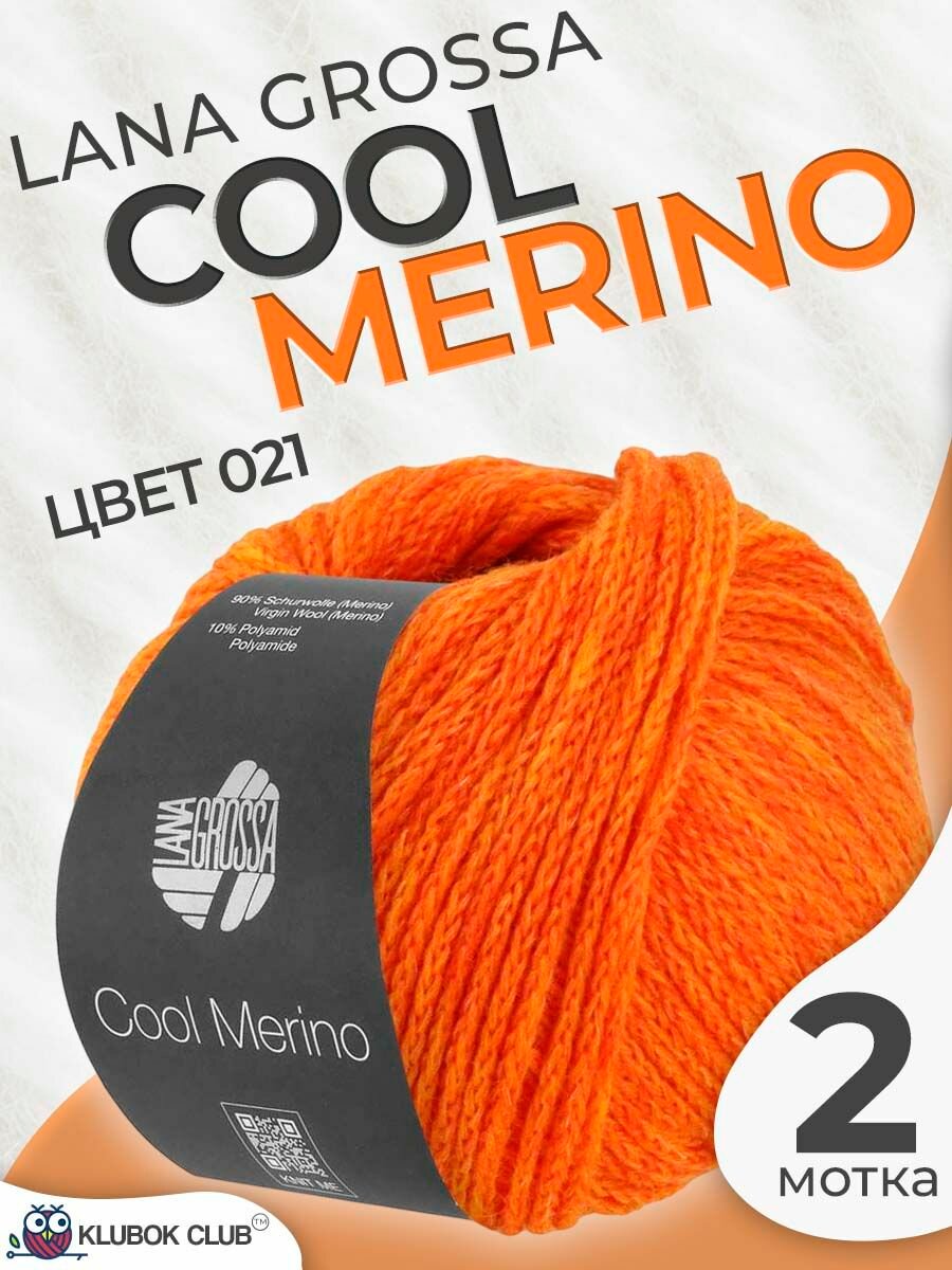 Пряжа для вязания Lana Grossa Cool Merino шнурок, цвет 021, 2 мотка
