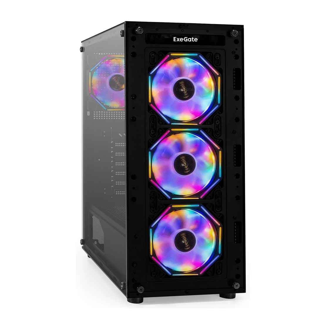 Корпус для компьютера ExeGate i3 BASE без БП EX294967RUS, Midi-Tower, RGB-подсветка, черный