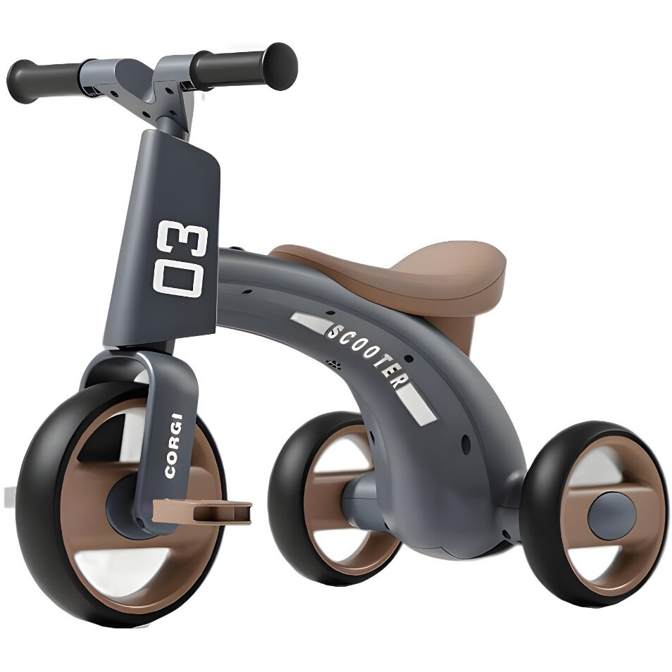 Детский трехколесный велосипед "Corgi", очень легкий, устойчивый и маневренный, музыка, задняя фара, для детей 1,5-5 лет