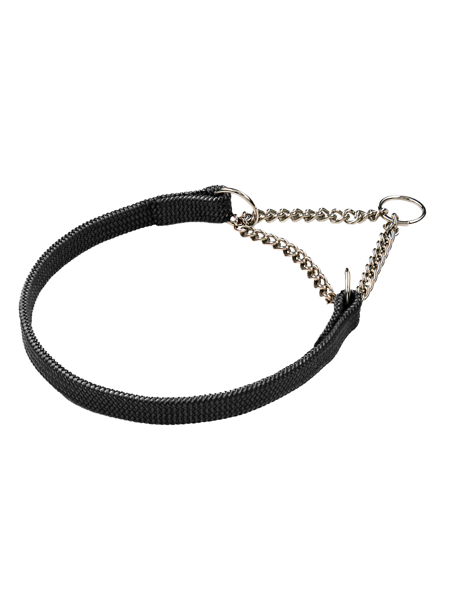 Ошейник-полуудавка для собак ZooOne (лента-чулок) 10мм (24-30см) с цугом (никель) чёрный, 75-2063