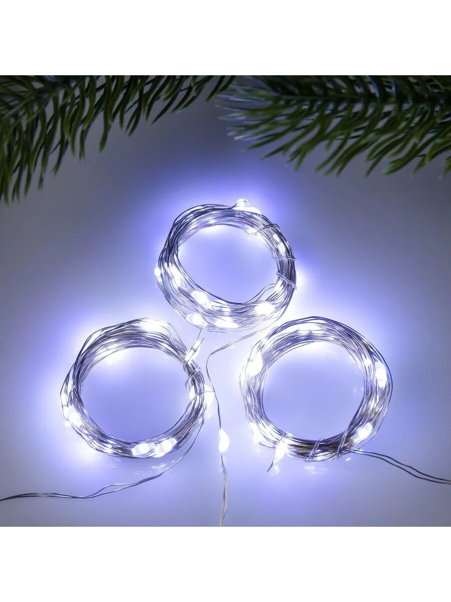 Гирлянда на батарейках 2 м 3 шт роса светодиодная