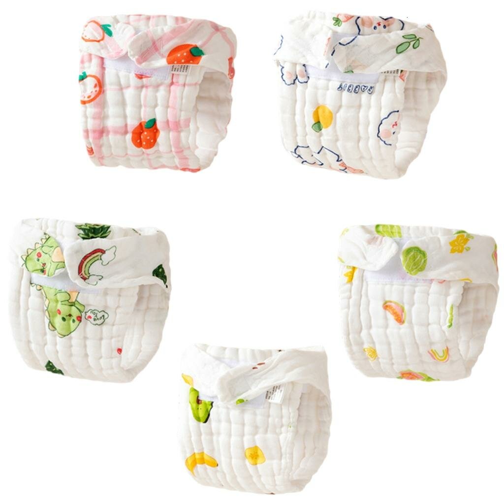 Хлопковые многоразовые подгузники для новорождённых, S - Случайные пять упаковок