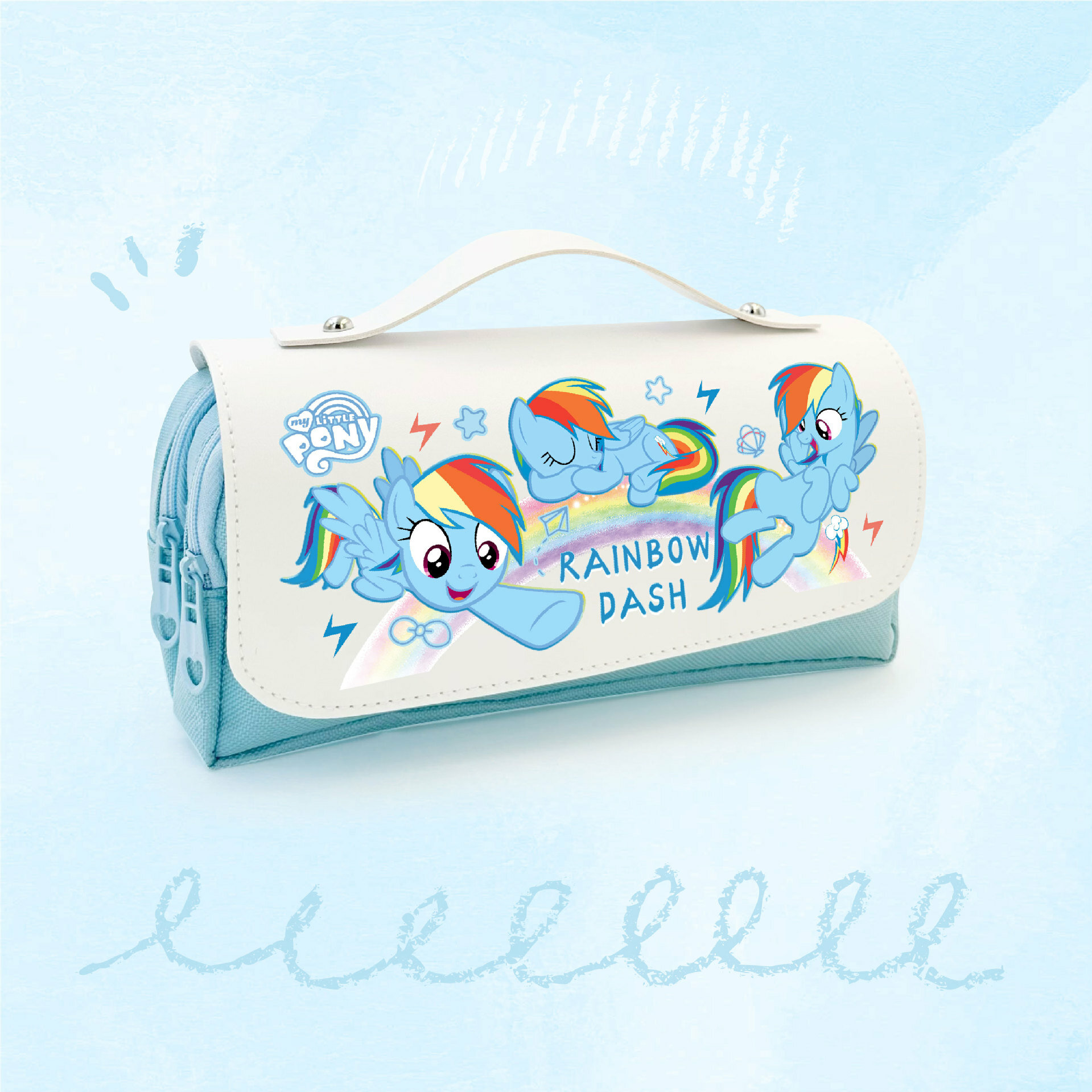 Пенал My Little Pony Радуга Дэш Сумерки Спаркл для мальчиков и девочек, дизайн для начальной школы, нишевый, большой объем, коробка для канцелярии с мультяшным принтом