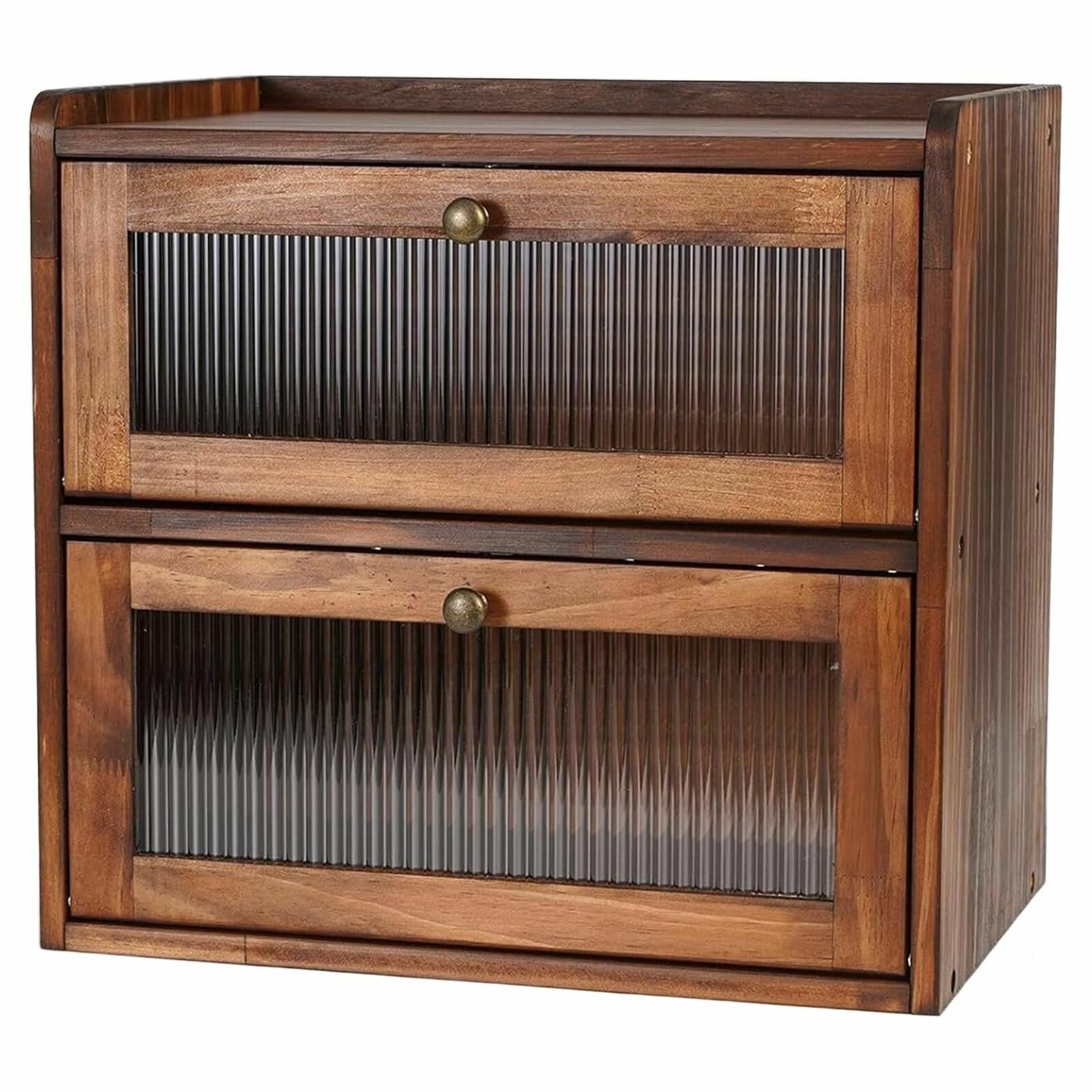 Двухъярусный деревянный ящик для хлеба с прозрачной крышкой для кухни, вместительный органайзер для хлебобулочных изделий