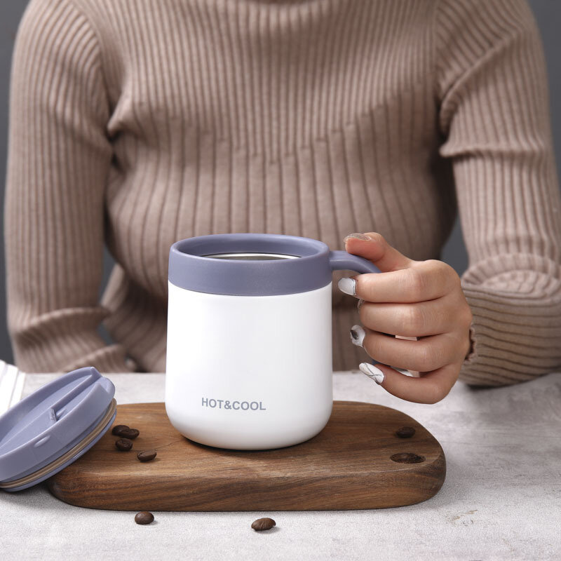 Офисная изолированная кружка для мужчин и женщин, кофейная кружка из нержавеющей стали, портативная чайная кружка для пар с ручкой для домашнего использования