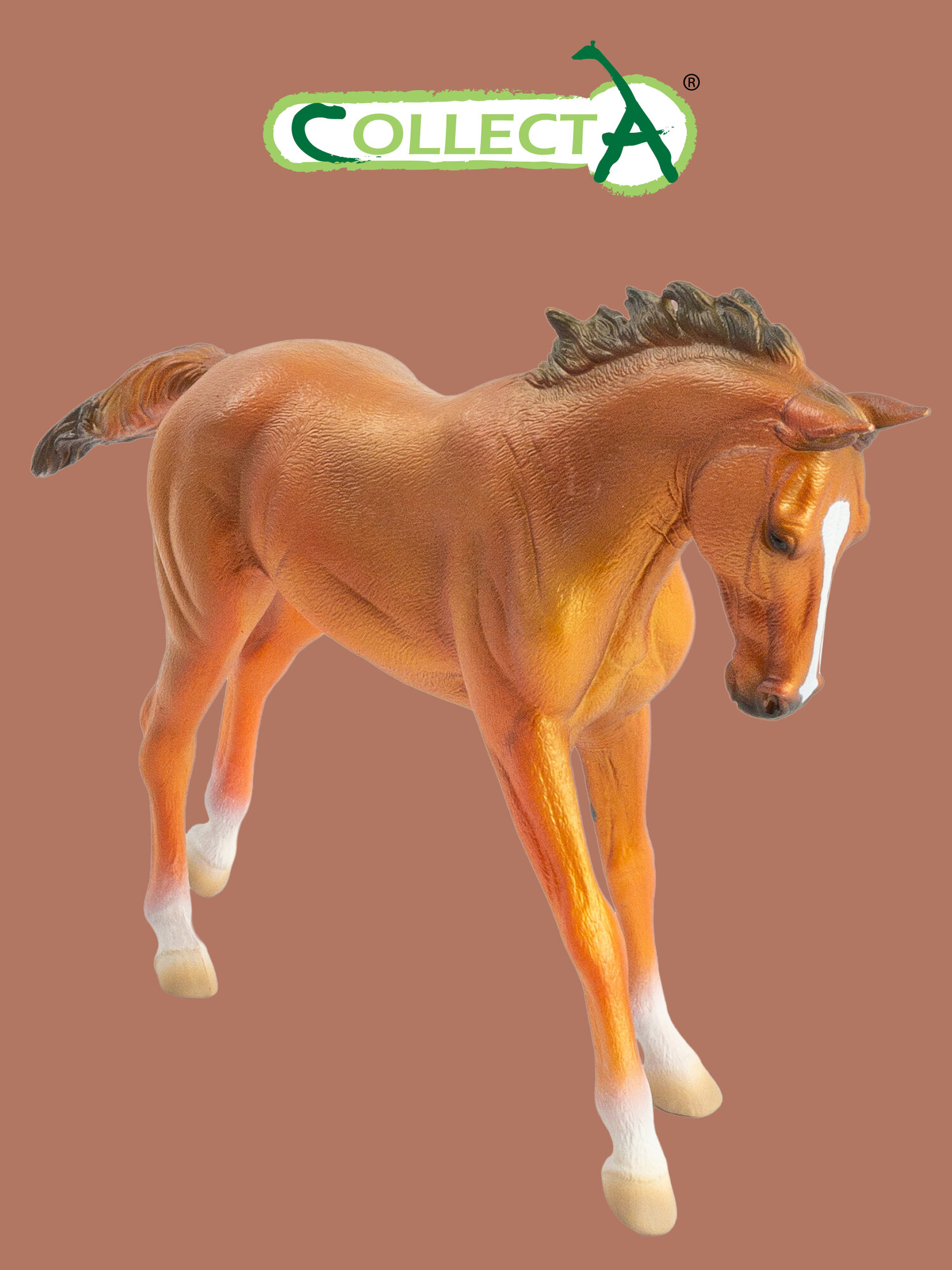 Фигурка животного Collecta Лошадь Кобыла Чистокровная каштановая, Deluxe в подарочной упаковке 89579