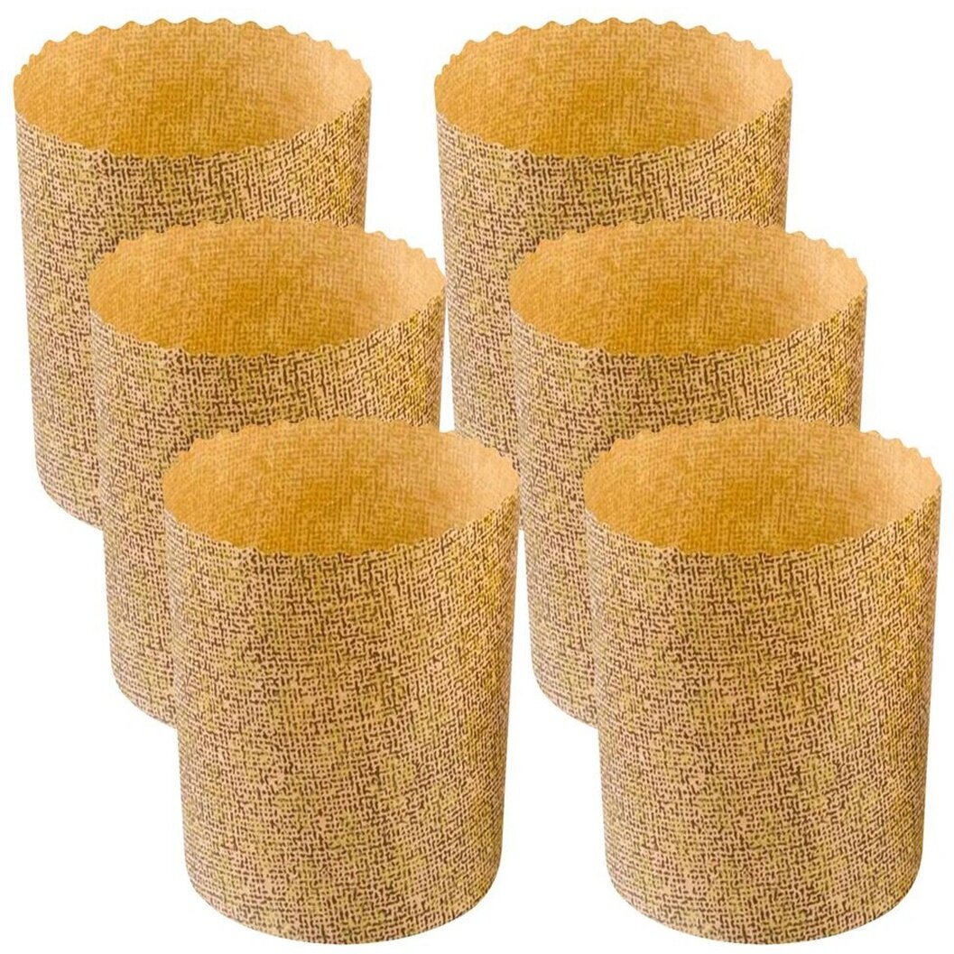 Форма для выпечки кулича бумажная «Рогожка», набор 6 шт, 7х8,5см