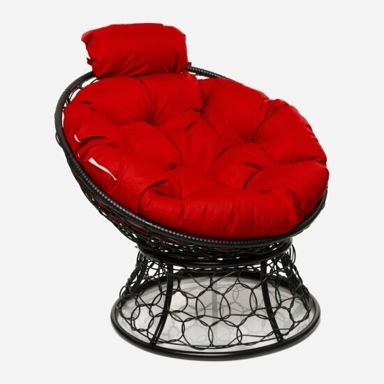 Садовое кресло M-group папасан мини с ротангом чёрное, красная подушка, шт