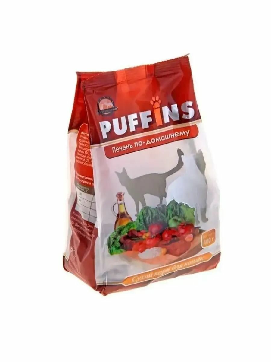 Сухой корм для кошек PUFFINS Печень по-домашнему 400г