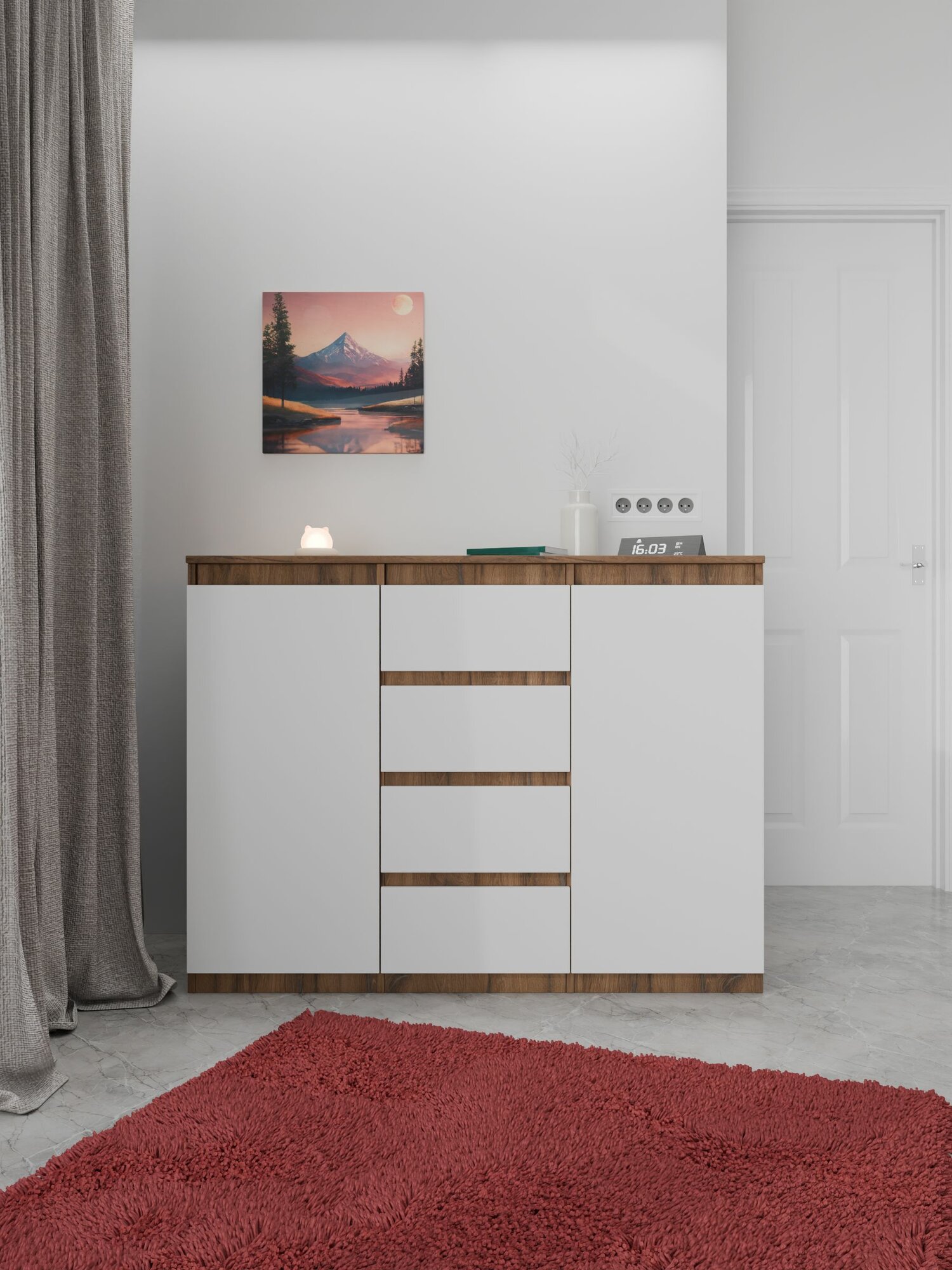 Комод для белья и одежды тоскана, 120х91х50.4 см, дуб крафт табачный - белый