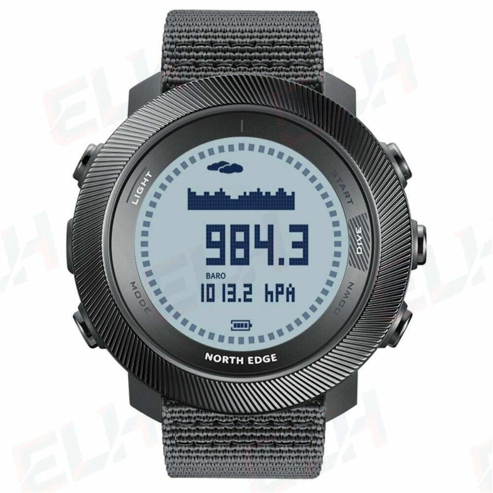 NORTH EDGE APACHE-D: Водонепроницаемые Светящиеся Часы Для Мужчин (Плавание, Дайвинг, Шагомер, Замер Глубины И Давления)