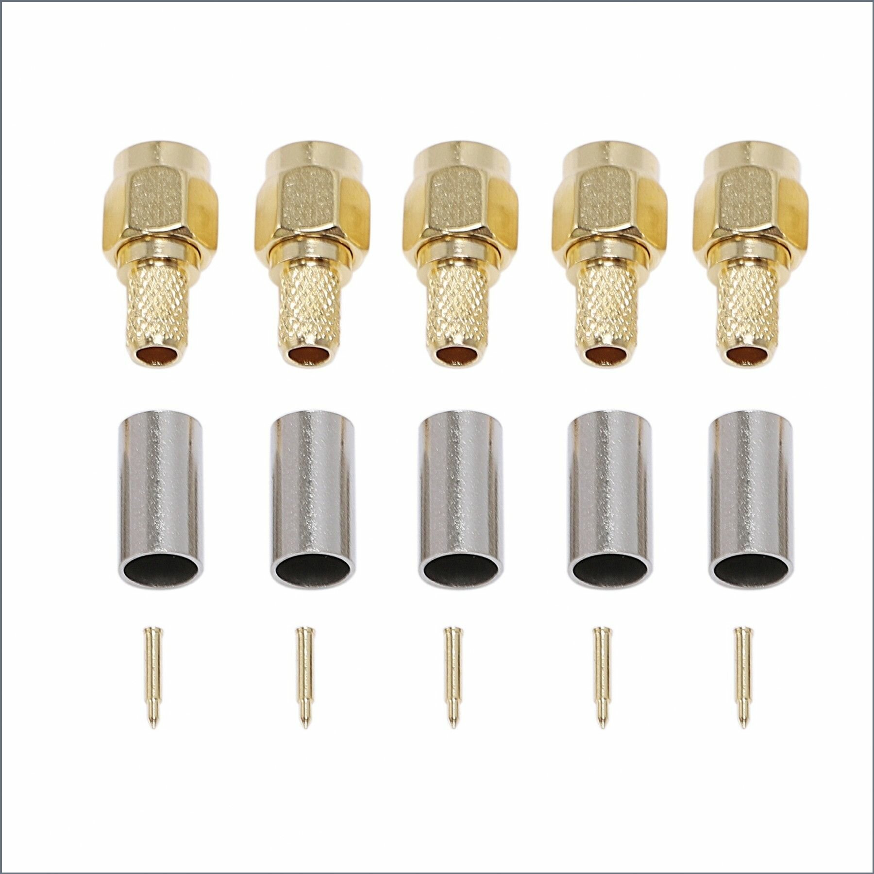 5 шт. SMA Male Plug RF коаксиальный разъем обжимной для RG58 RG142 RG400 LMR195 RG223