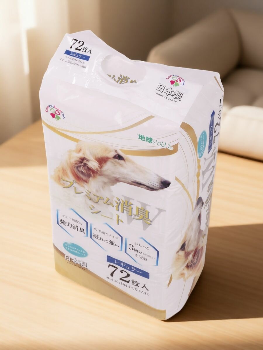 Пеленки для собак премиальные Japan Premium Pet впитывающие пятислойные с лимонной кислотой 72 шт, 44х32 см