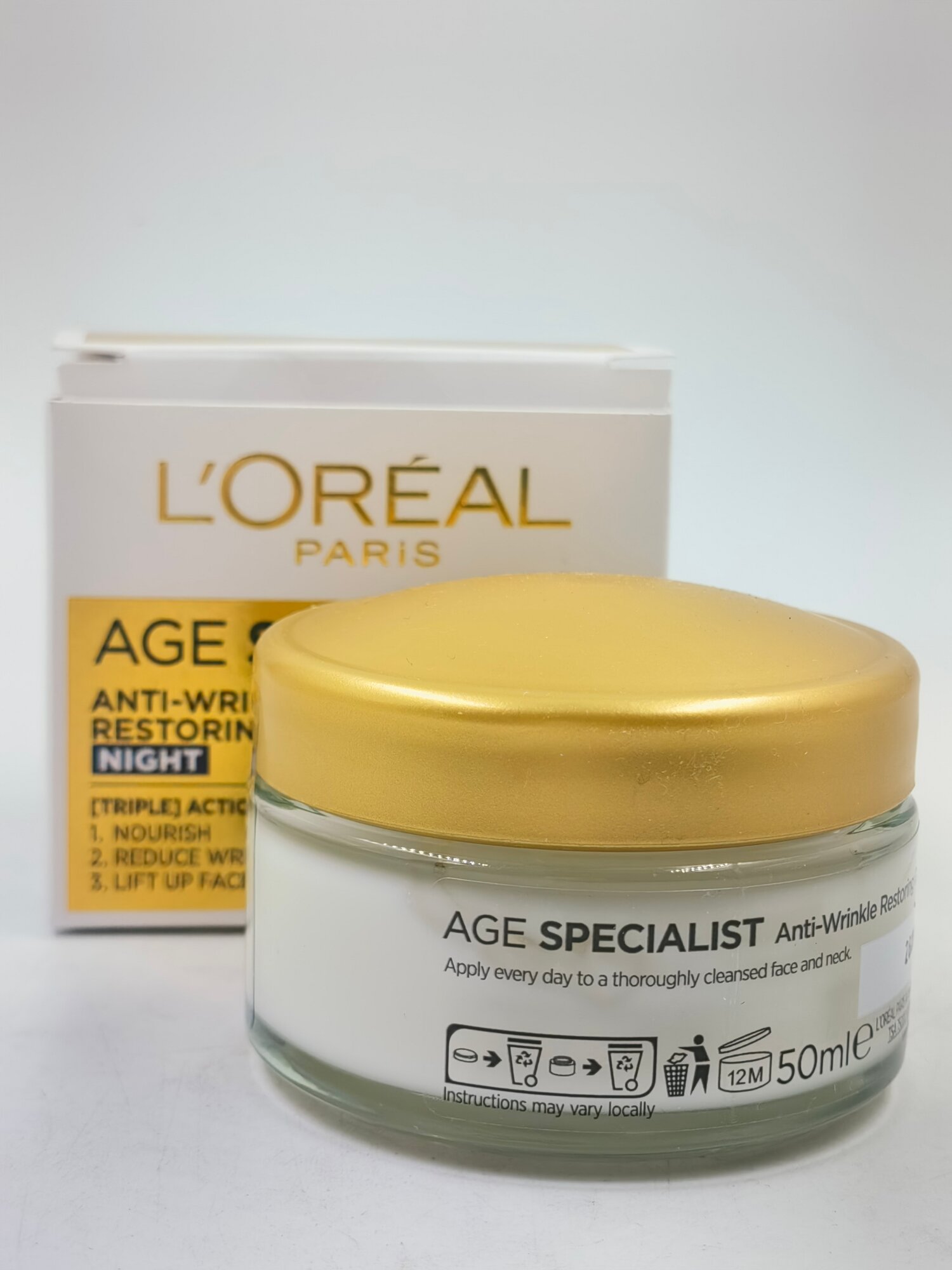 Крем для лица ночной L'Oreal Age Specialist 55 + с маслом камелии и пептидами 50 мл