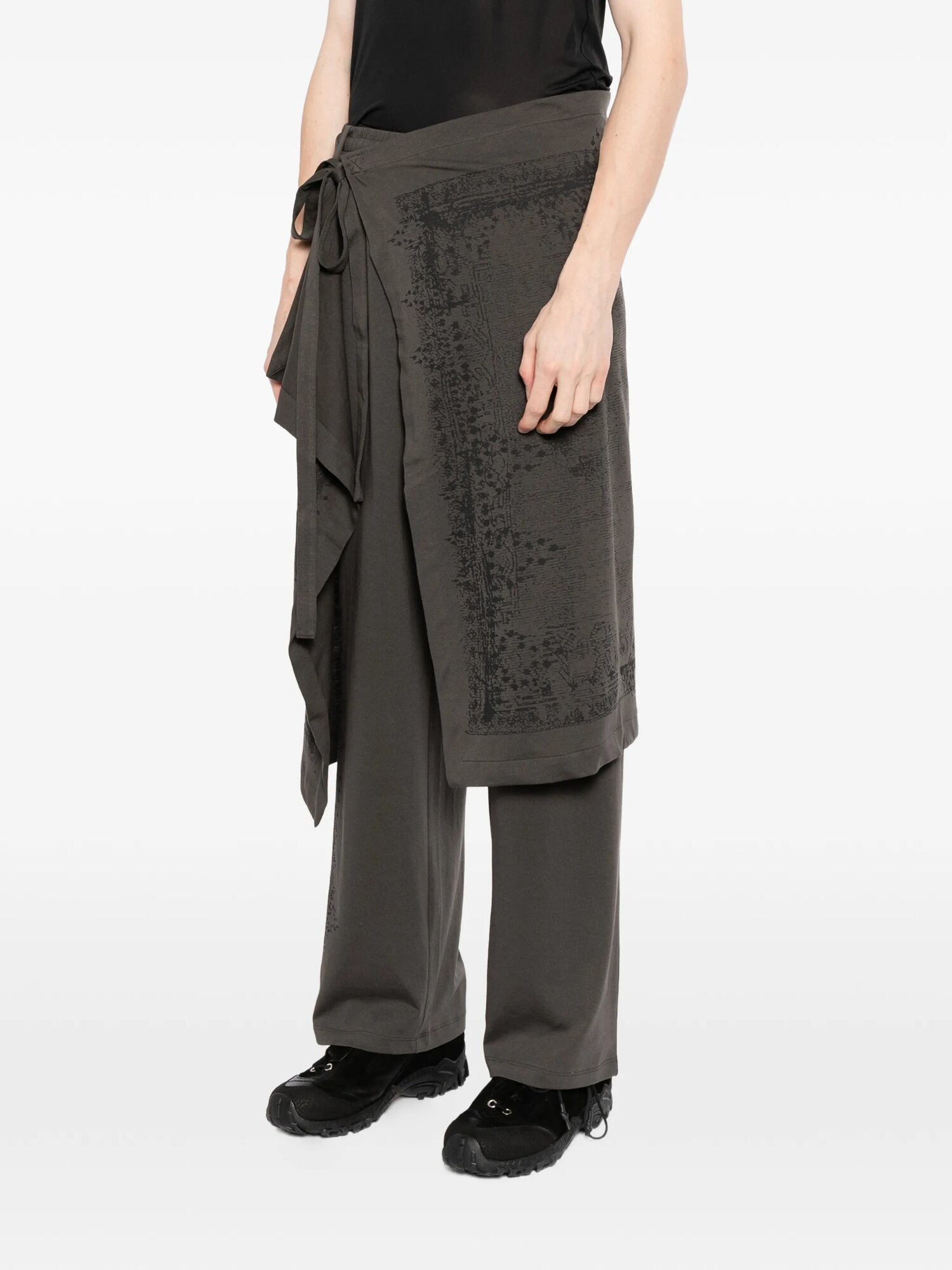 Брюки HYEIN SEO Wrap-panel distressed-print trousers, размер 1 — фото 1