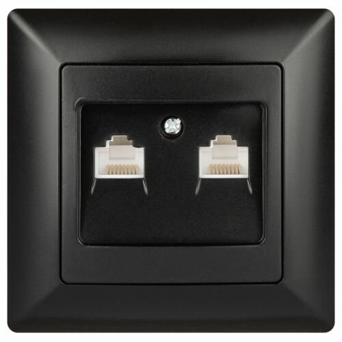 Розетка компьютерная 2-м СП Solo 4-304-05 RJ45 антрацит Intro Б0043393