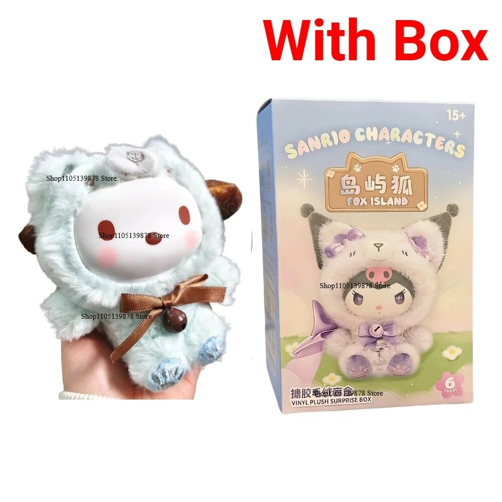 MINISO Новая виниловая плюшевая игрушка Куроми из серии «Остров лисы» 2026 года, брелок-сюрприз — милый мультяшный брелок Hello Kitty Куроми для девочек, украшение сумки, игрушка, подарок, Размер: как на фото.