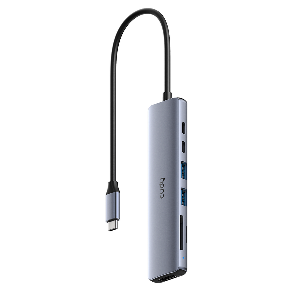 Разветвитель USB-C Cudy UH407 3порт. серебристый
