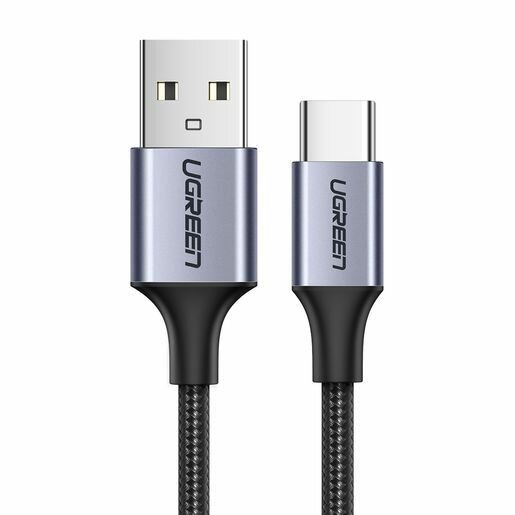 Кабель UGREEN US288 (60408) USB-A 2.0 to USB-C Cable Nickel Plating Aluminum Braid. Длина 3м. Цвет: серый космос