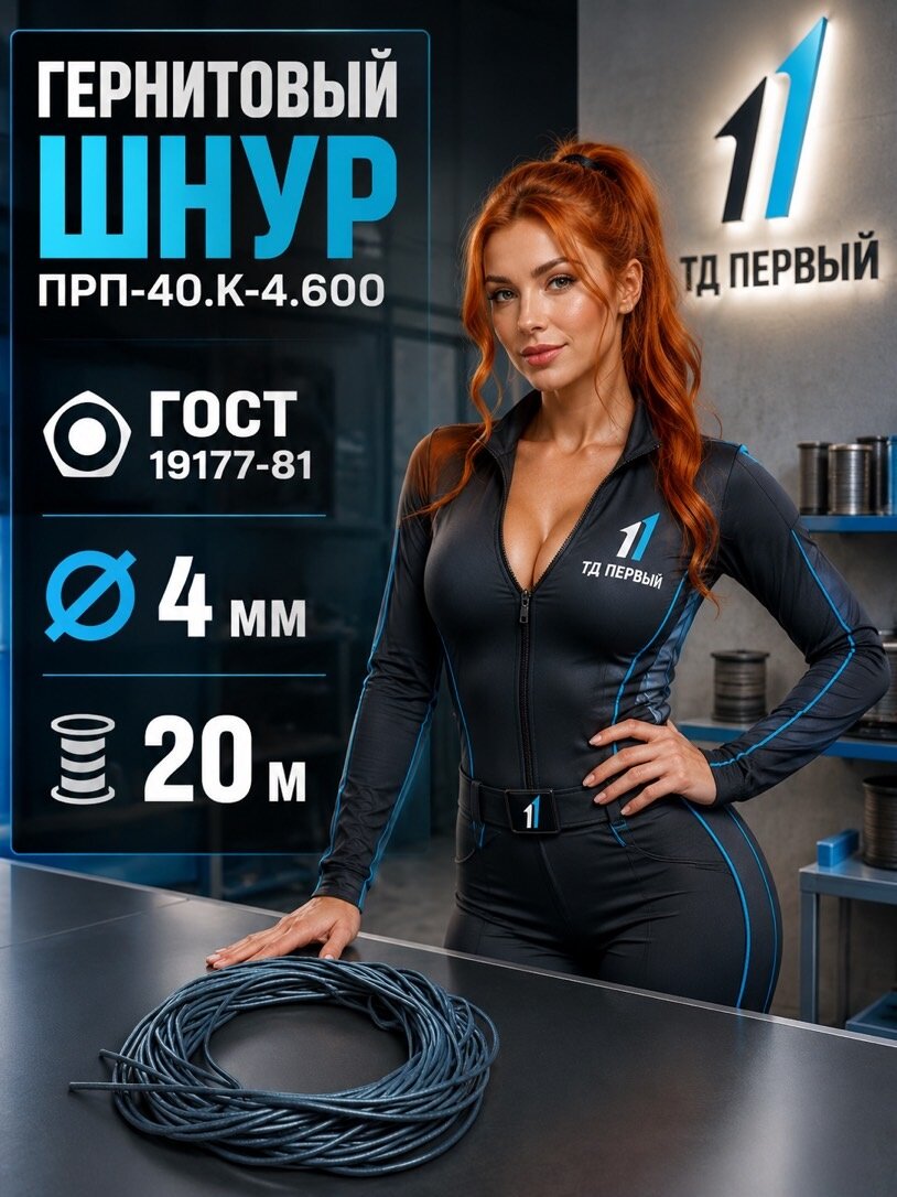 Пористый уплотнительный шнур (гернитовый шнур) ПРП40. К-4.600 диам. 4 мм, 5 м. пог.