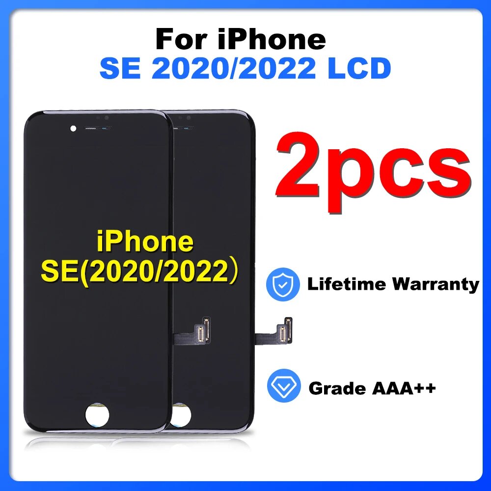 ЖК-дисплей класса AAA + для iPhone SE 2022 с сенсорным экраном и дигитайзером в сборе, замена без битых пикселей для iPhone SE 2020, ЖК-дисплей, 2 шт.