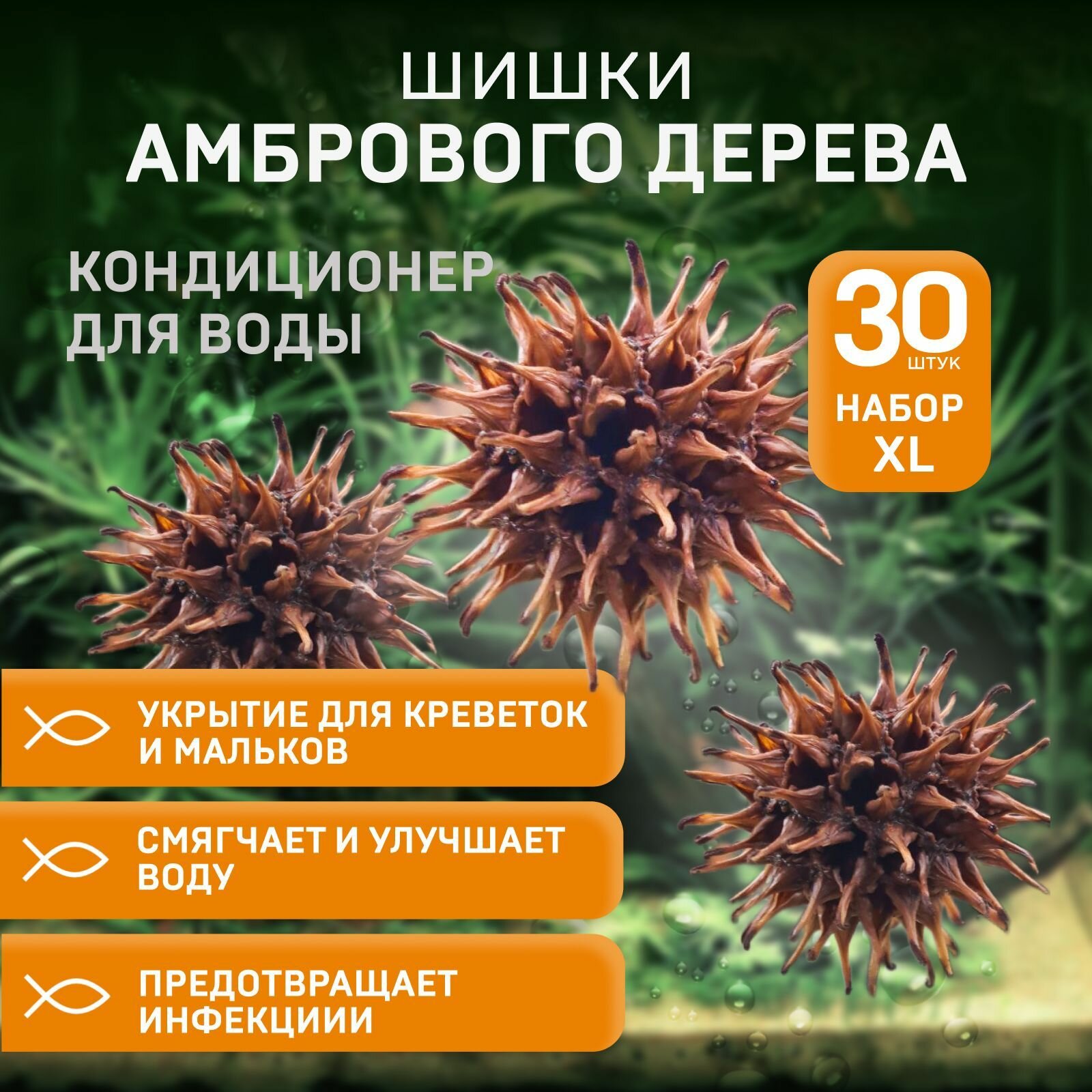 Шишки амбрового дерева 30 штук