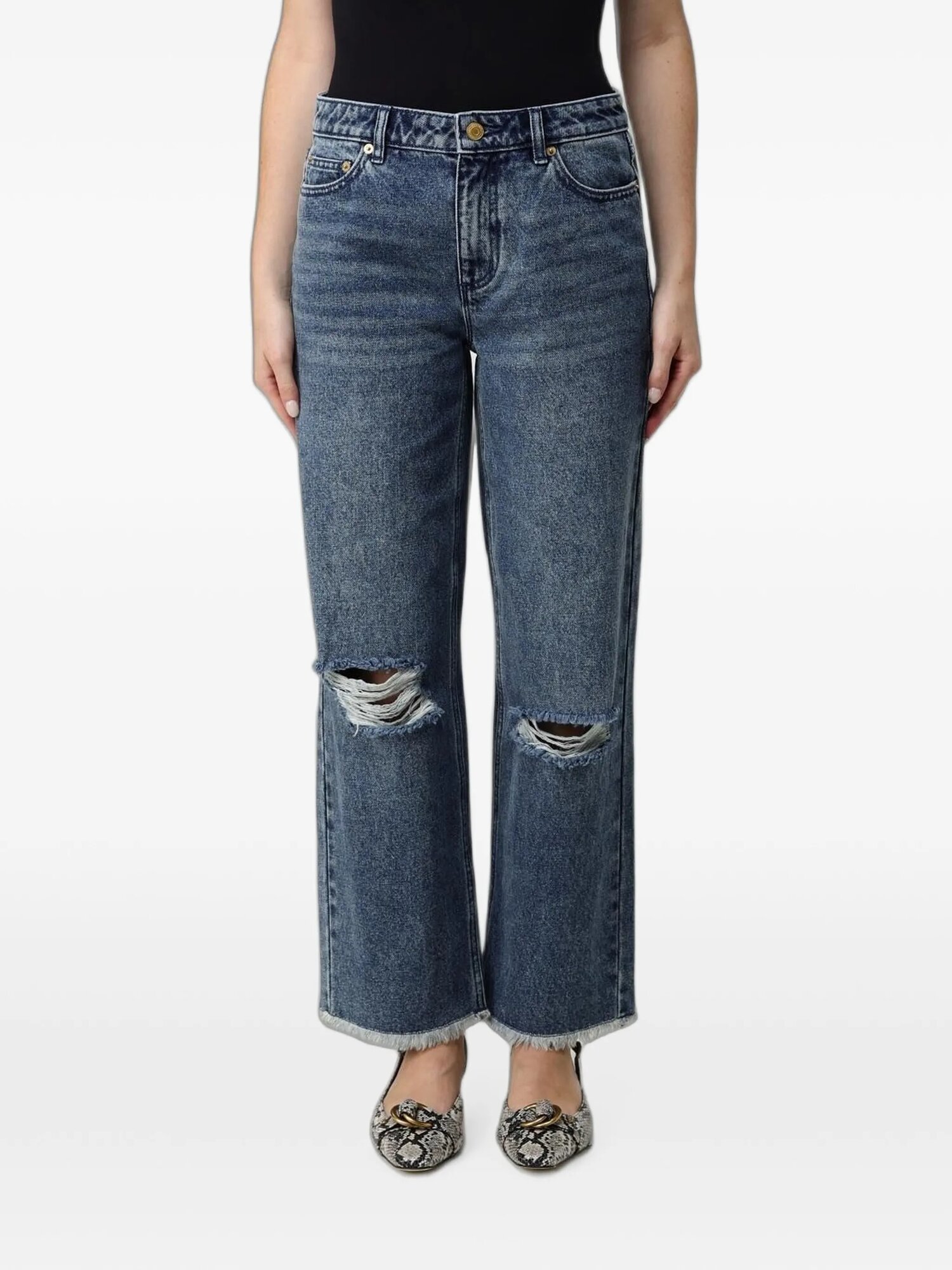 Джинсы Distressed frayed jeans 