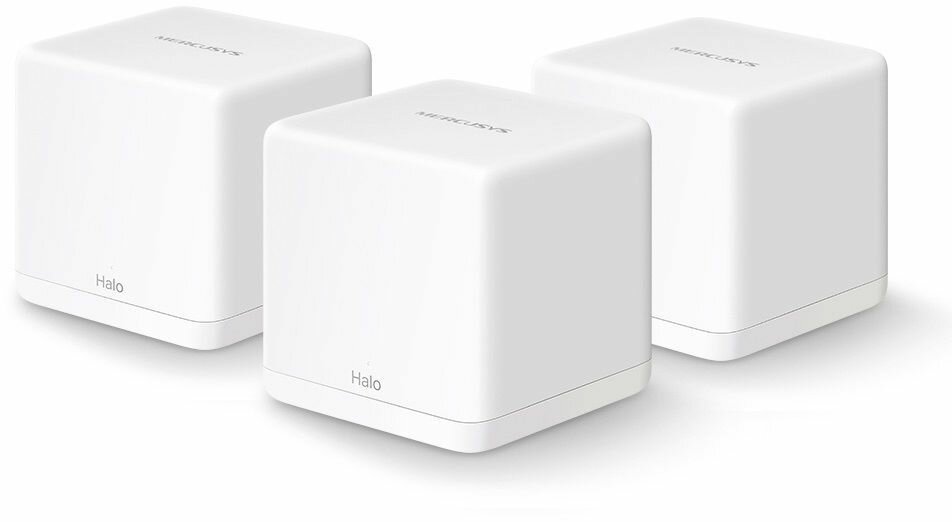 Бесшовный Mesh роутер Mercusys Halo H30G(3-pack) белый, двухдиапазонный 2.4 ГГц/5 ГГц, внутренние, входной интерфейс 10/100/1000BASE-TX